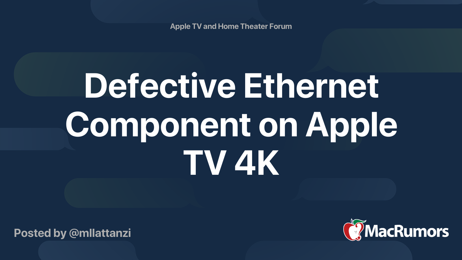 Defective Ethernet Component on Apple TV 4K | MacRumors Forums