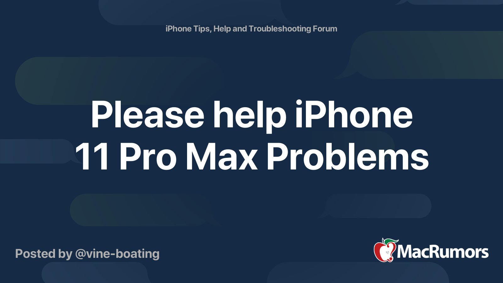 Please help iPhone 11 Pro Max Problems | MacRumors Forums