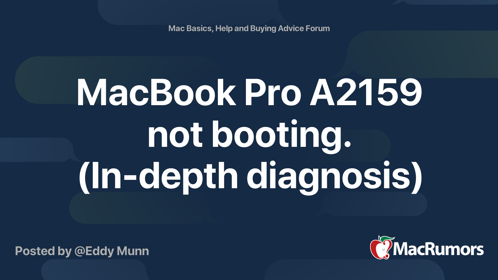 MacBook Pro A2159 not booting. (In-depth diagnosis) | MacRumors Forums