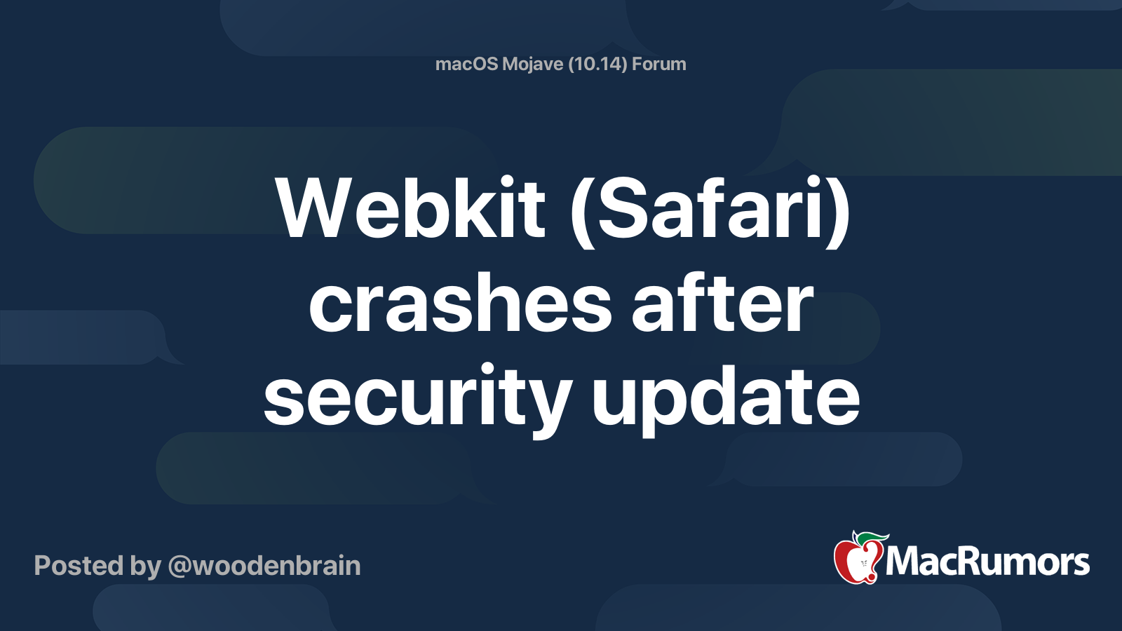 Webkit (Safari) crashes after security update | MacRumors Forums