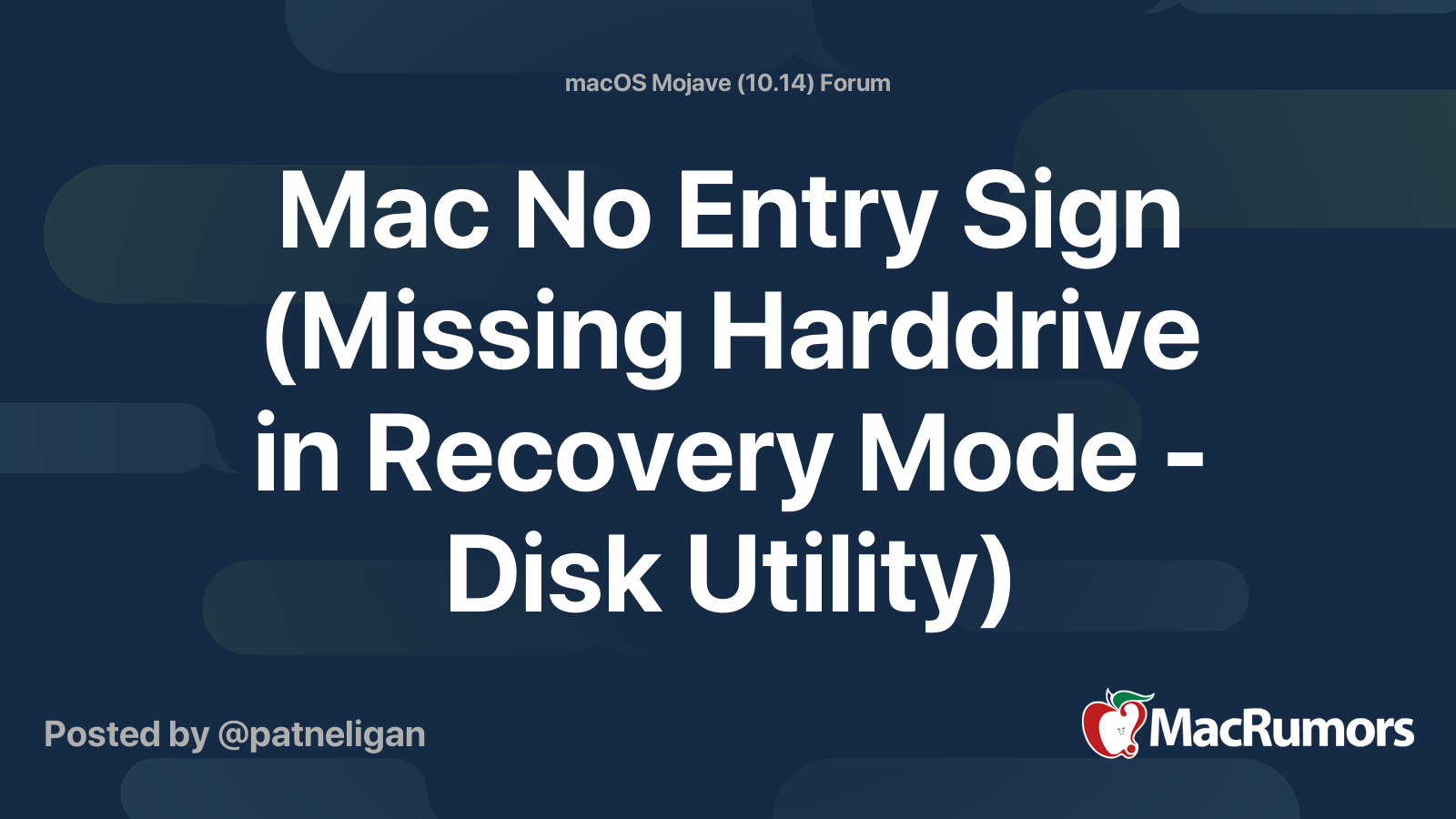 Mac No Entry Sign (Missing Harddrive in Recovery Mode - Disk Utility ...