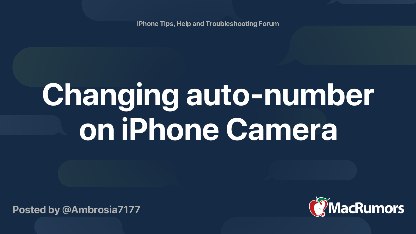 Changing auto-number on iPhone Camera | MacRumors Forums