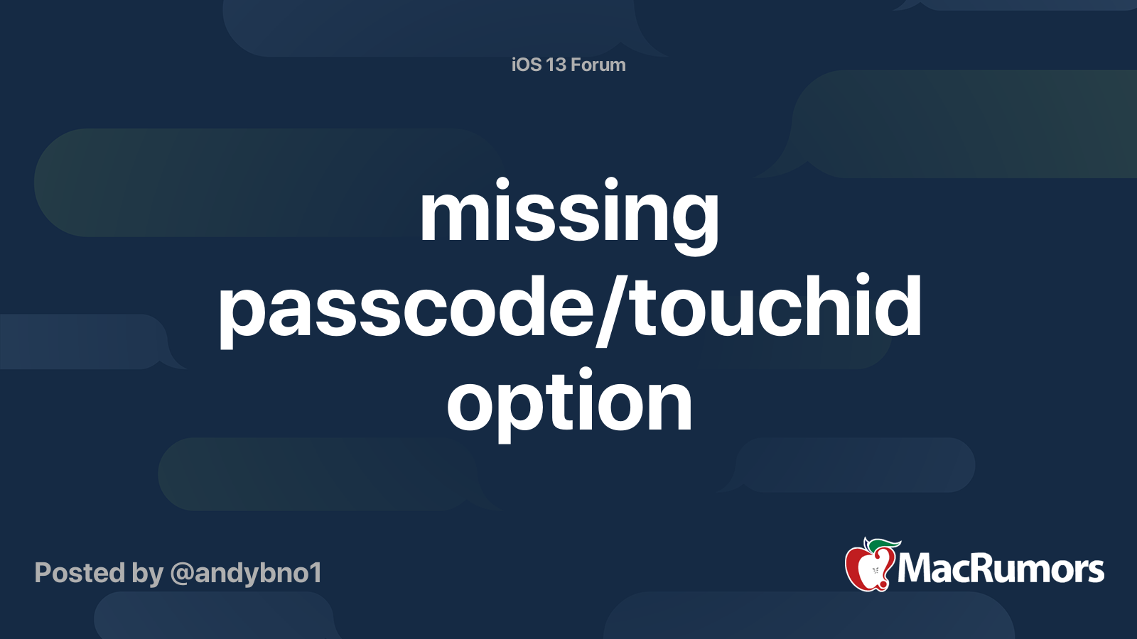 missing passcode/touchid option | MacRumors Forums
