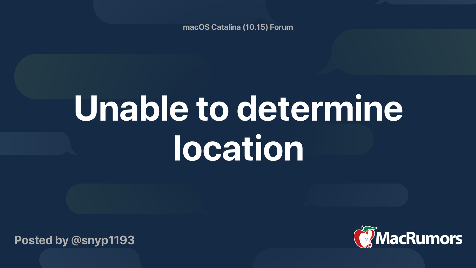 Unable to determine location | MacRumors Forums