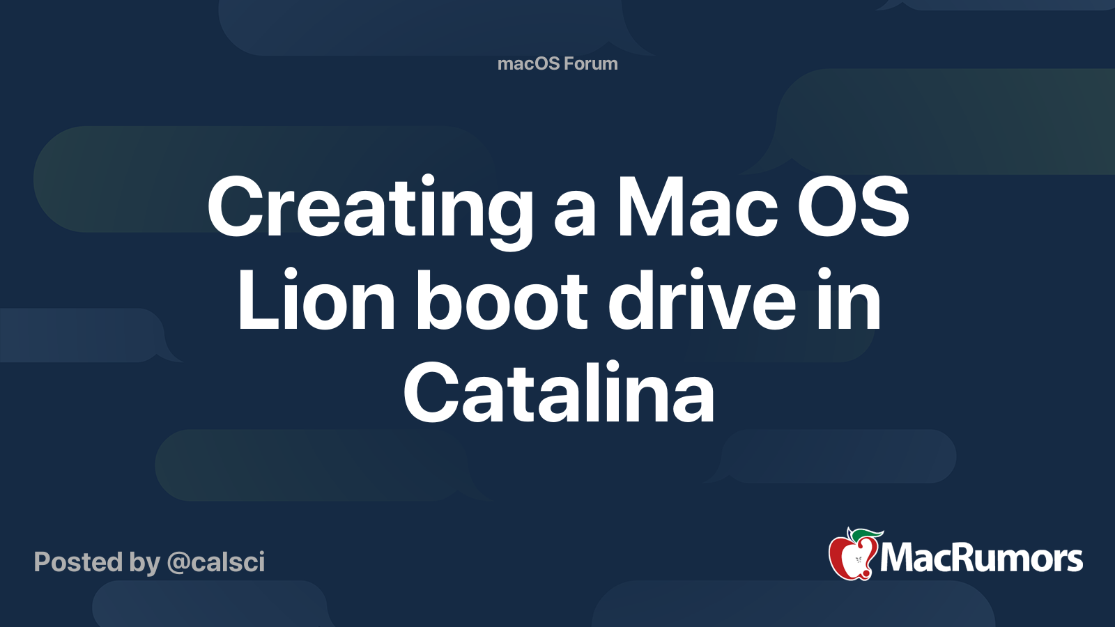 Creating a Mac OS Lion boot drive in Catalina | MacRumors Forums