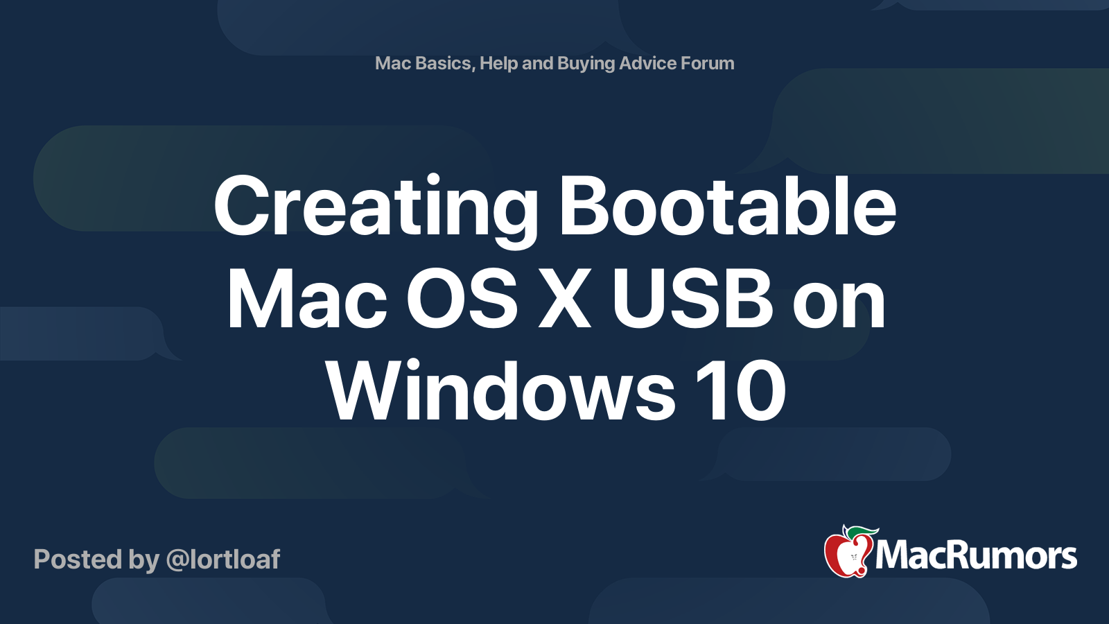 Creating Bootable Mac Os X Usb On Windows 10 Macrumors Forums 