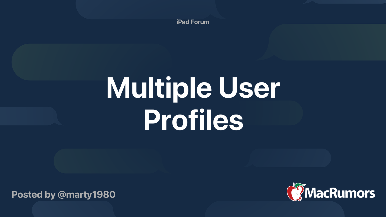 Multiple User Profiles | MacRumors Forums
