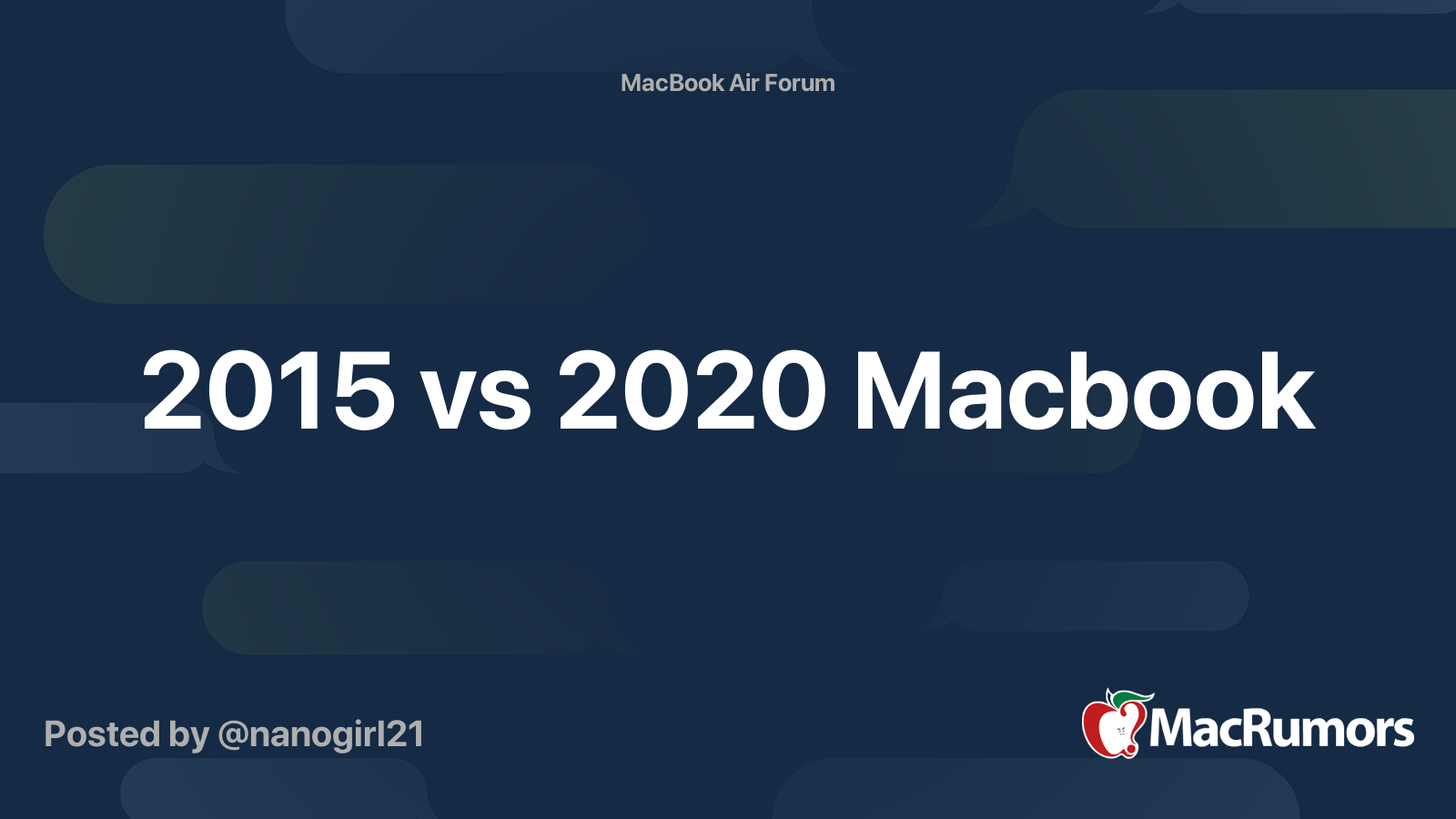 2015 vs 2020 Macbook | MacRumors Forums