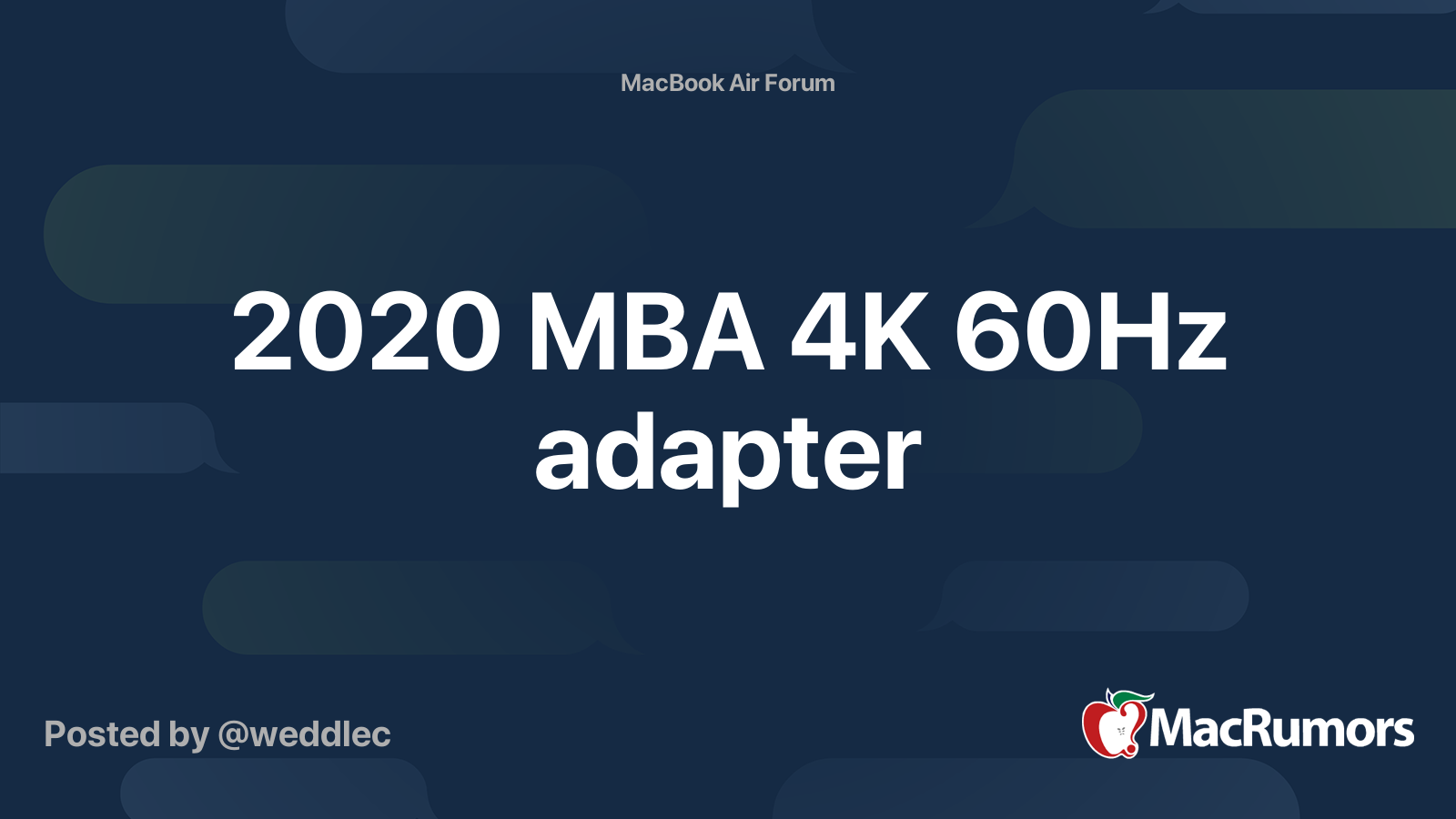 2020 MBA 4K 60Hz adapter | MacRumors Forums