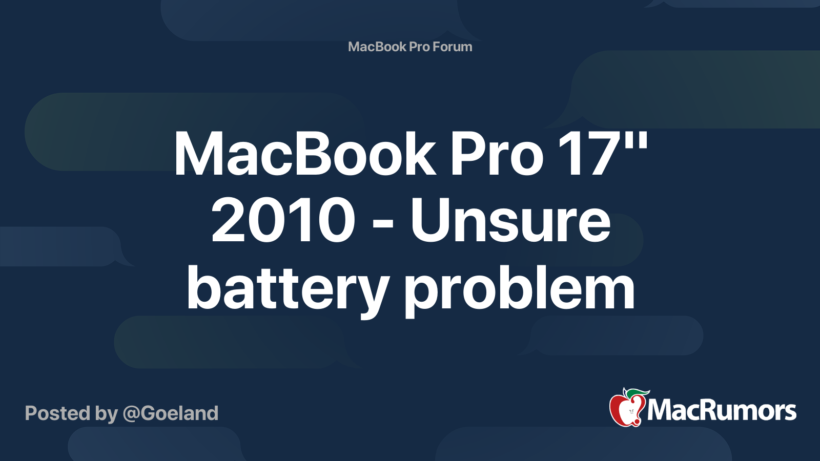 MacBook Pro 17'' 2010 - Unsure battery problem | MacRumors Forums