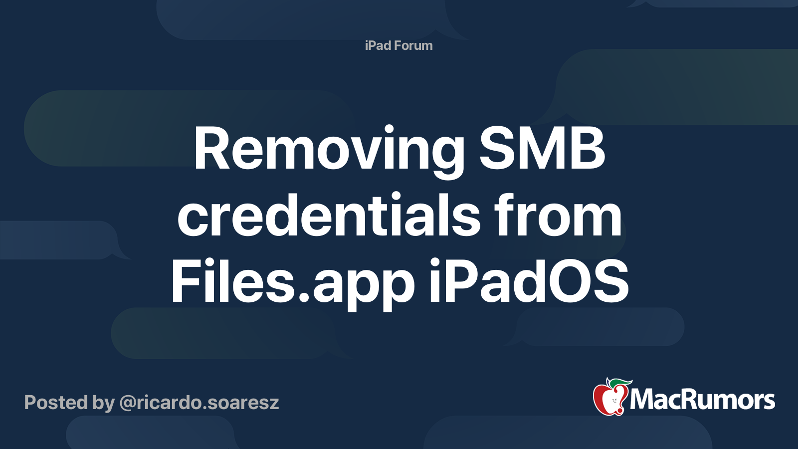 Removing SMB credentials from Files.app iPadOS | MacRumors Forums