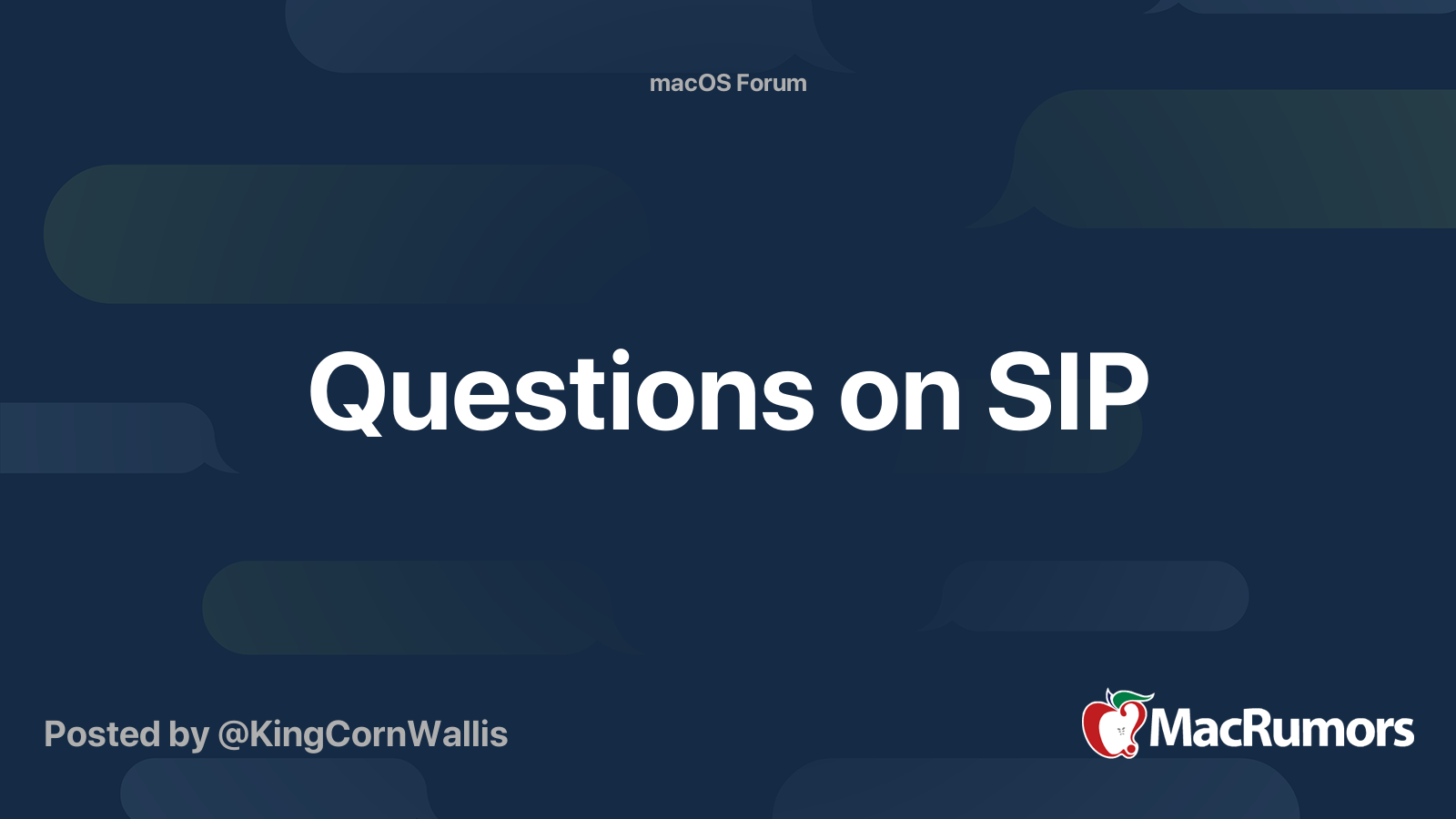 Questions on SIP | MacRumors Forums