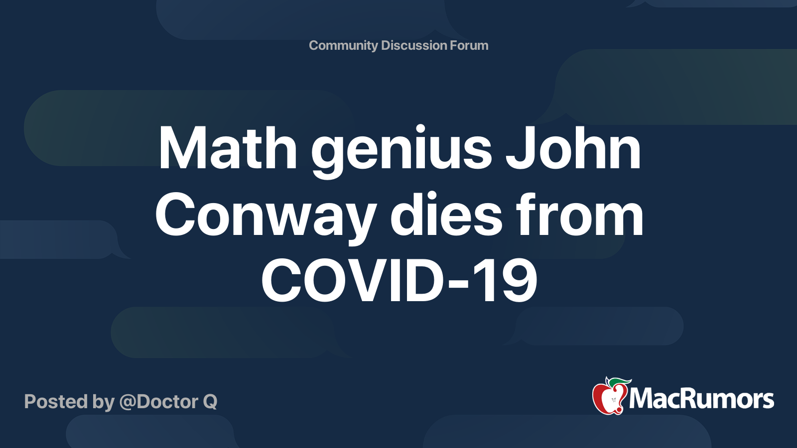 Math genius John Conway dies from COVID-19 | MacRumors Forums