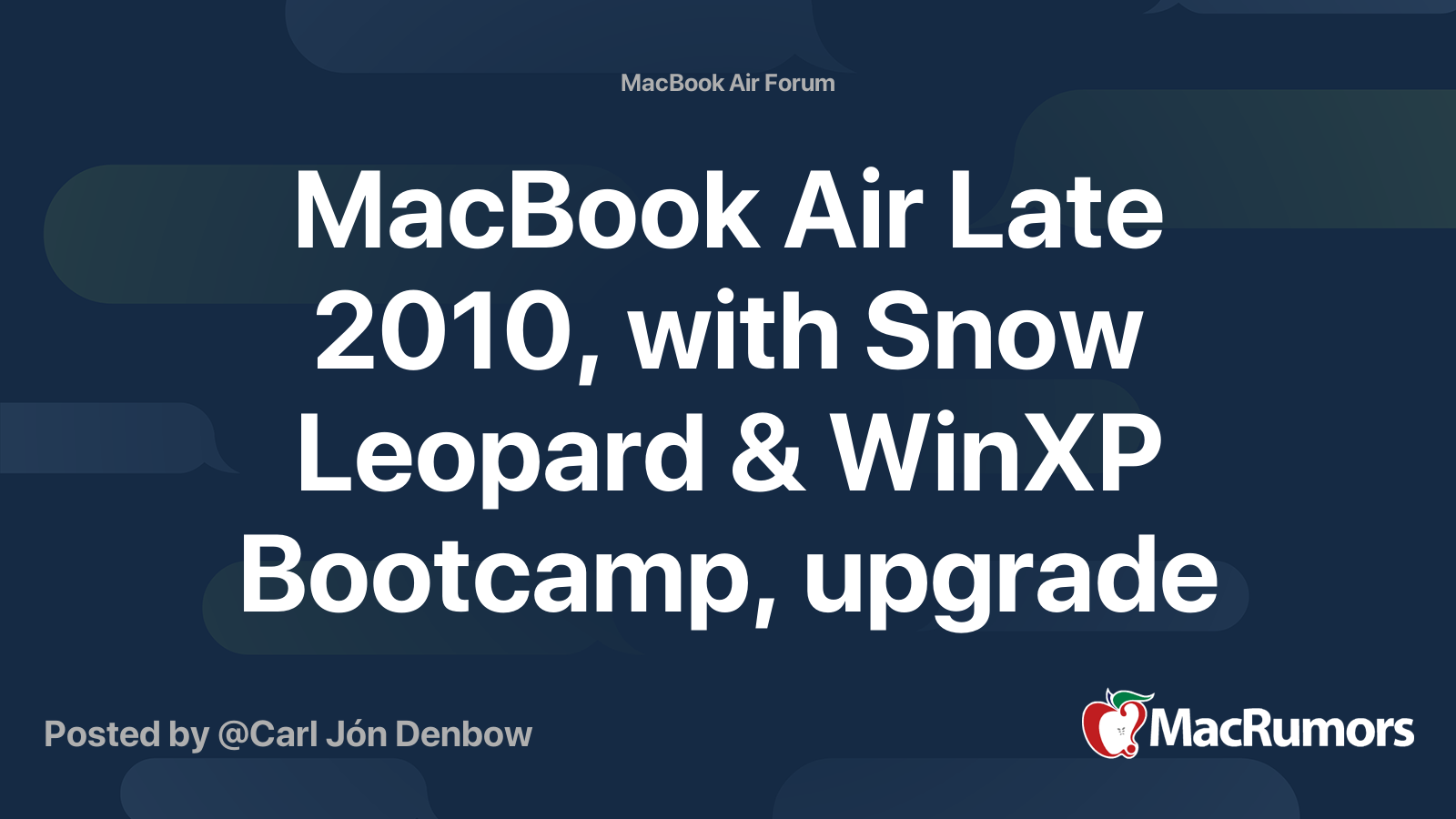 MacBook Air Late 2010, with Snow Leopard & WinXP Bootcamp, upgrade ...
