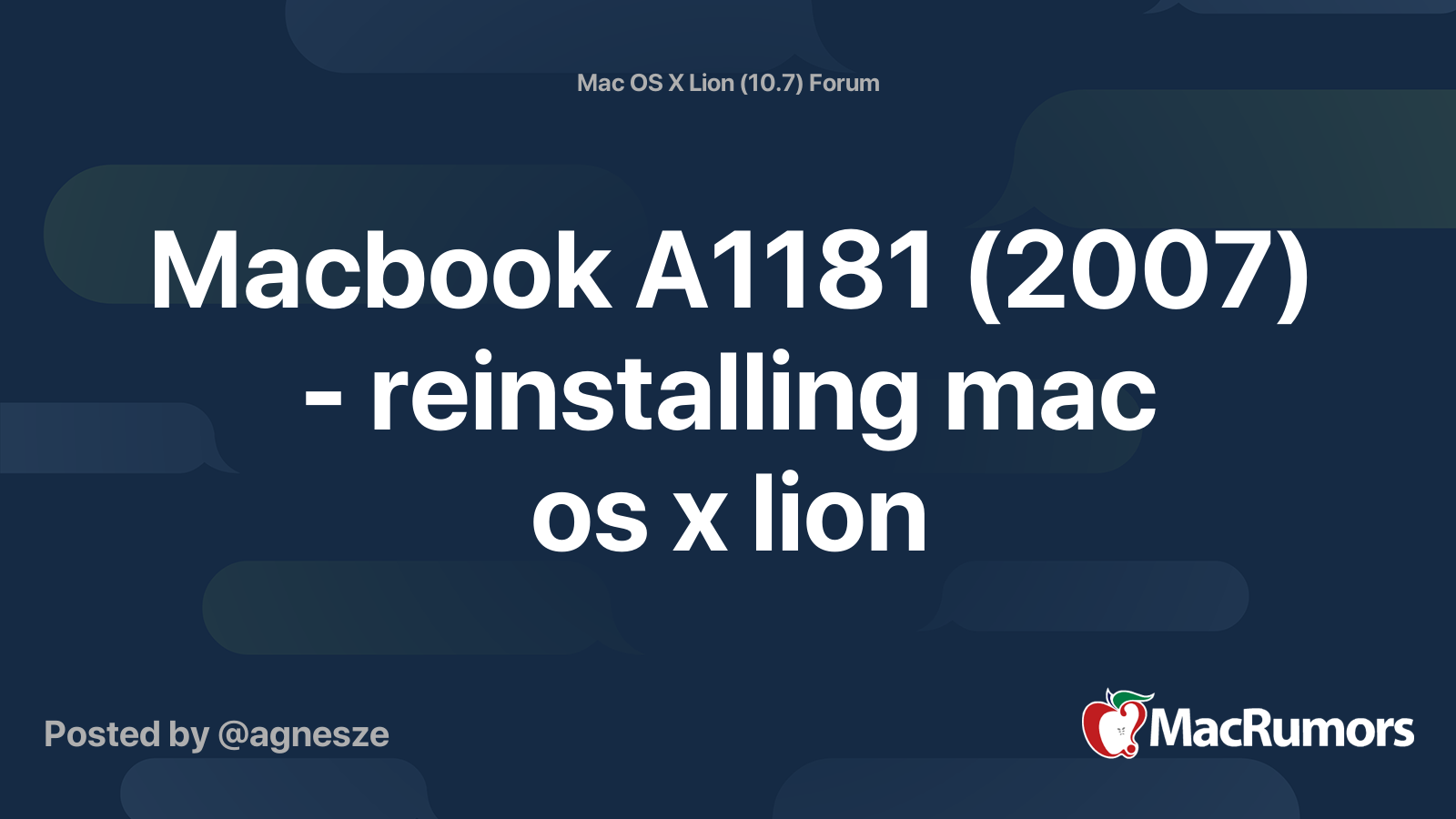 Macbook A1181 (2007) - reinstalling mac os x lion | MacRumors Forums