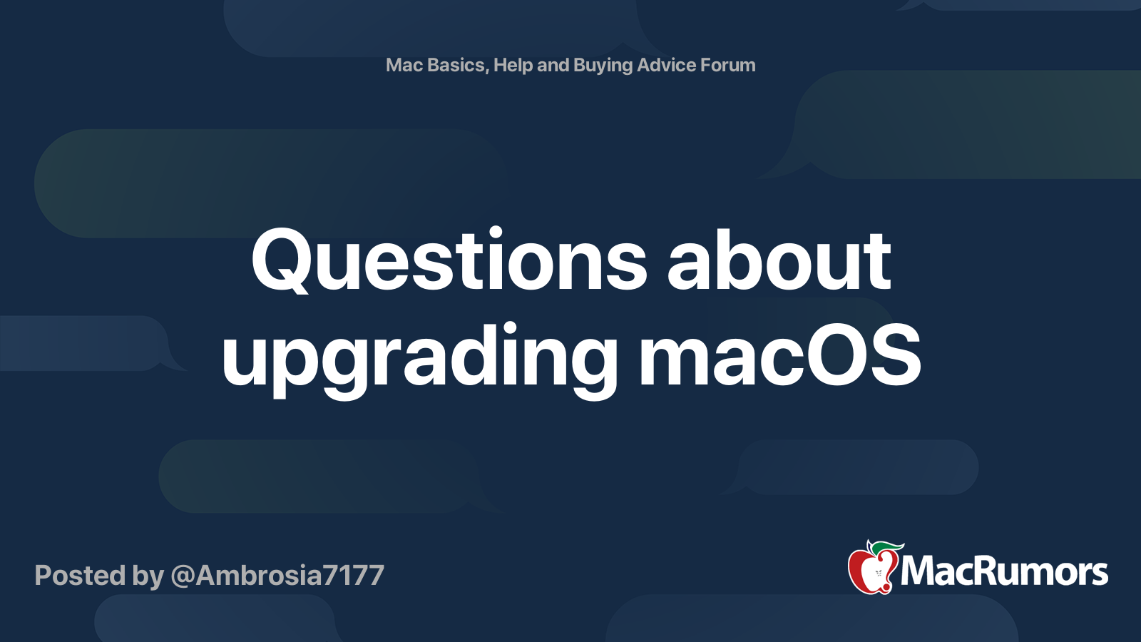 Questions about upgrading macOS | MacRumors Forums