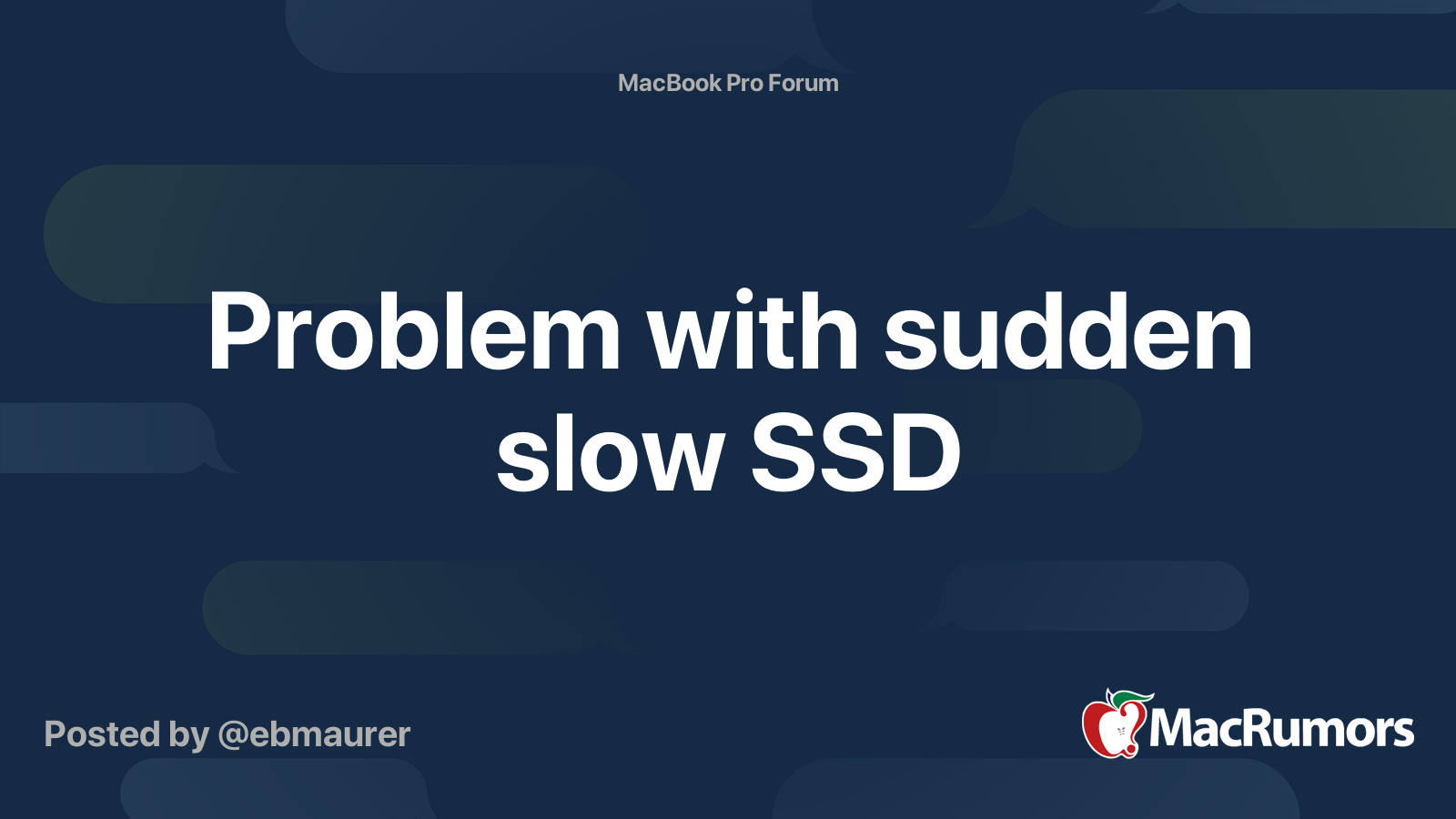 Problem with sudden slow SSD | MacRumors Forums