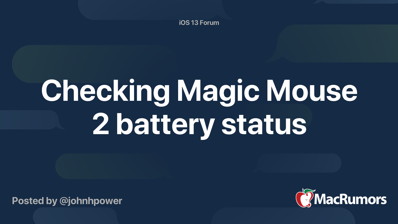 Checking Magic Mouse 2 battery status | MacRumors Forums