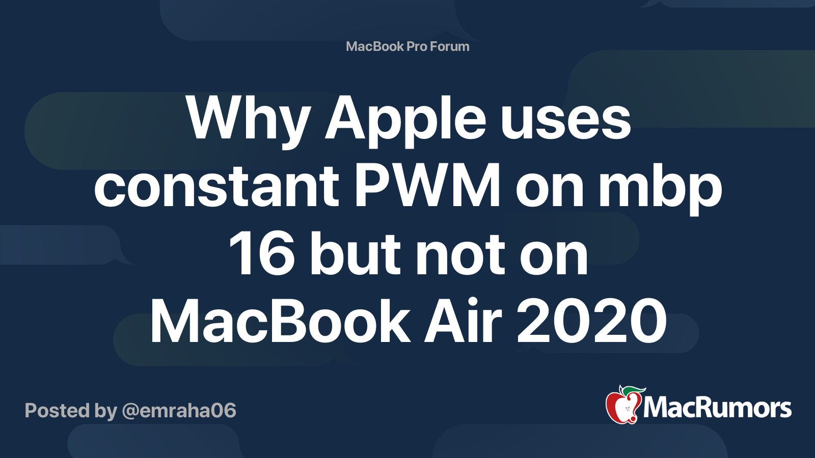 Why Apple uses constant PWM on mbp 16 but not on MacBook Air 2020 ...