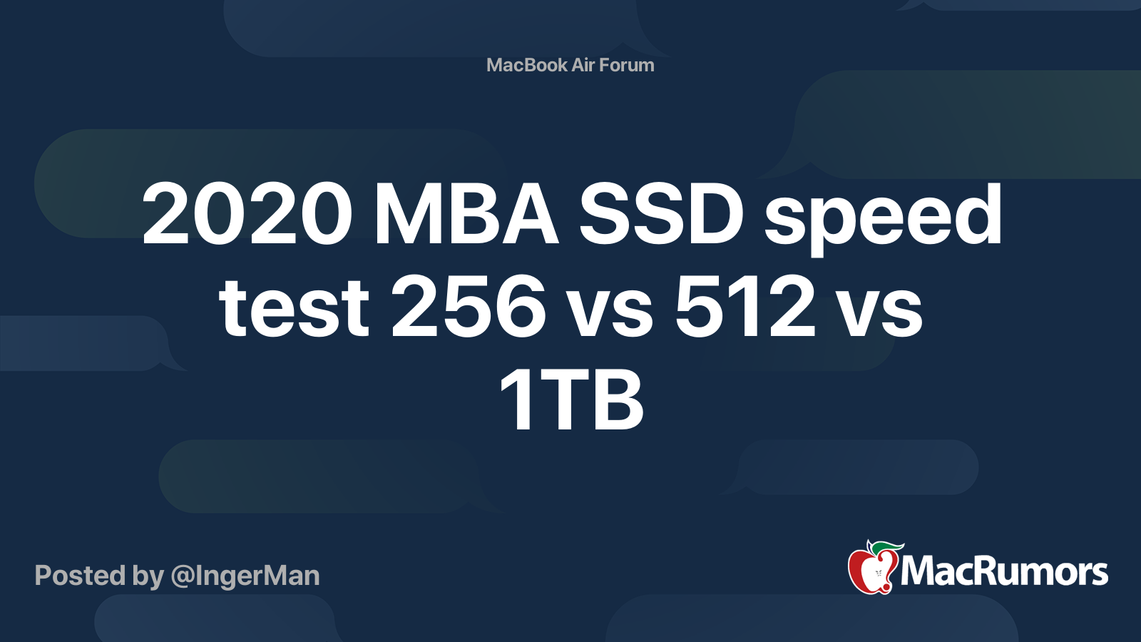 2020 MBA SSD speed test 256 vs 512 vs 1TB | MacRumors Forums