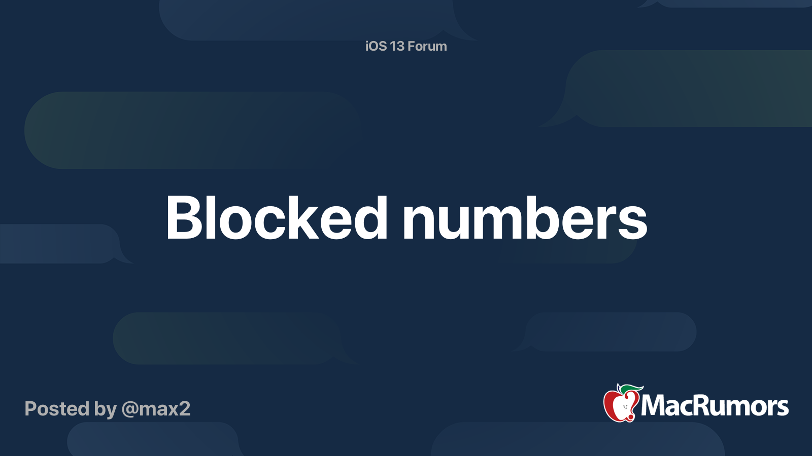 Blocked numbers | MacRumors Forums