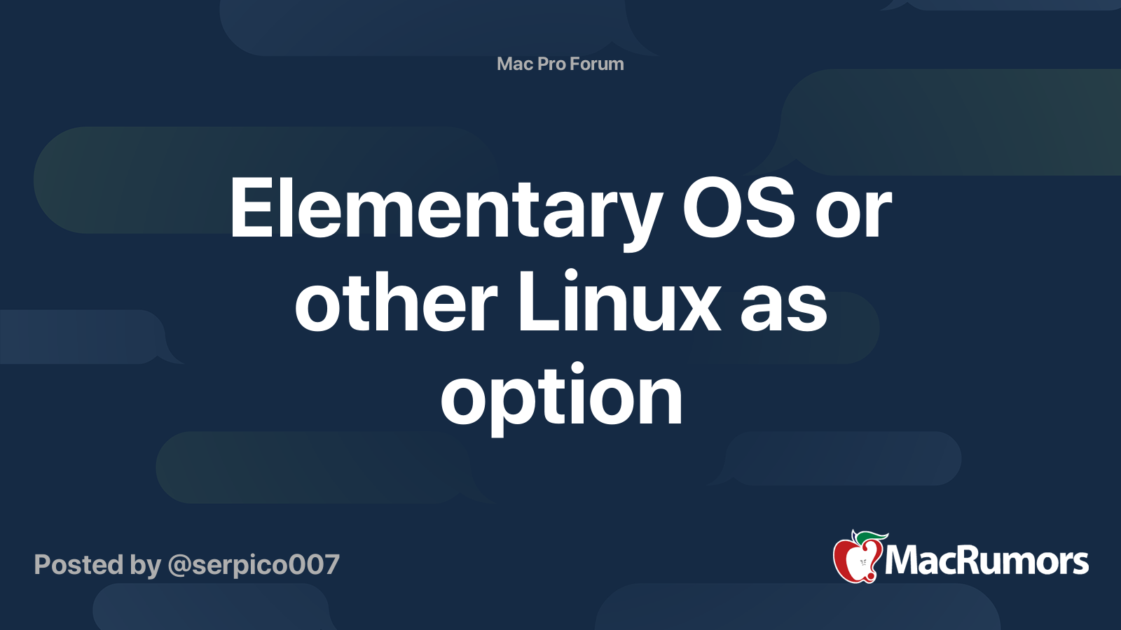 Elementary OS or other Linux as option | MacRumors Forums