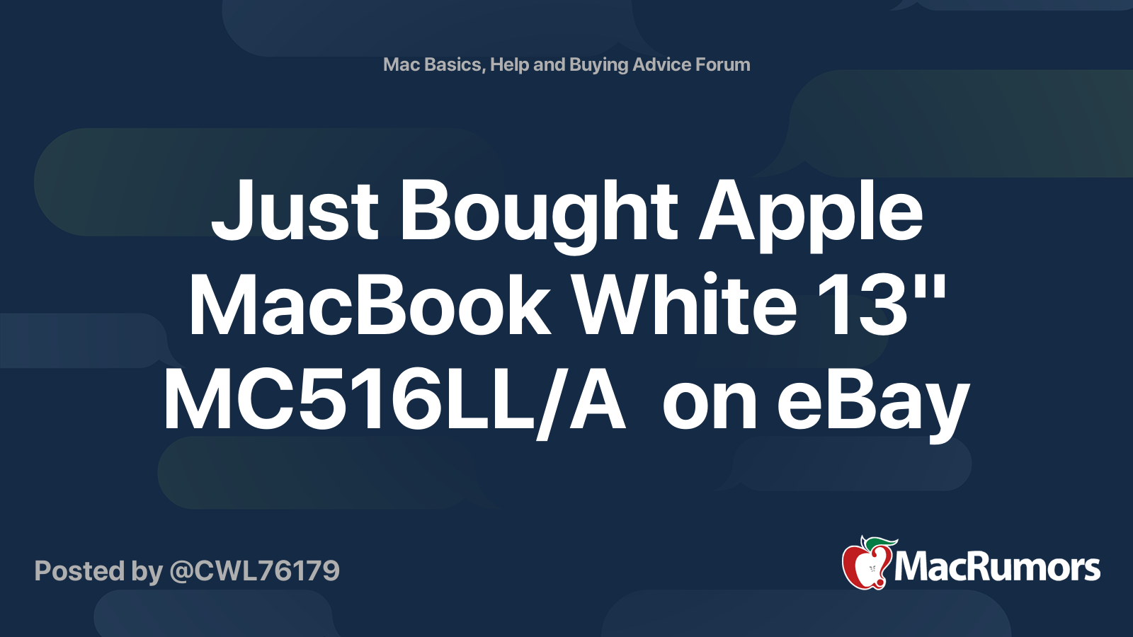 Just Bought Apple MacBook White 13" MC516LL/A on eBay | MacRumors Forums
