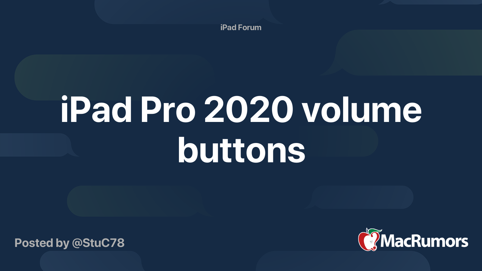 iPad Pro 2020 volume buttons | MacRumors Forums