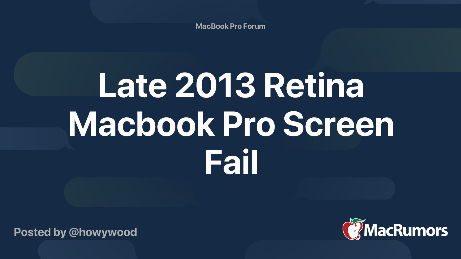 Late 2013 Retina Macbook Pro Screen Fail | MacRumors Forums