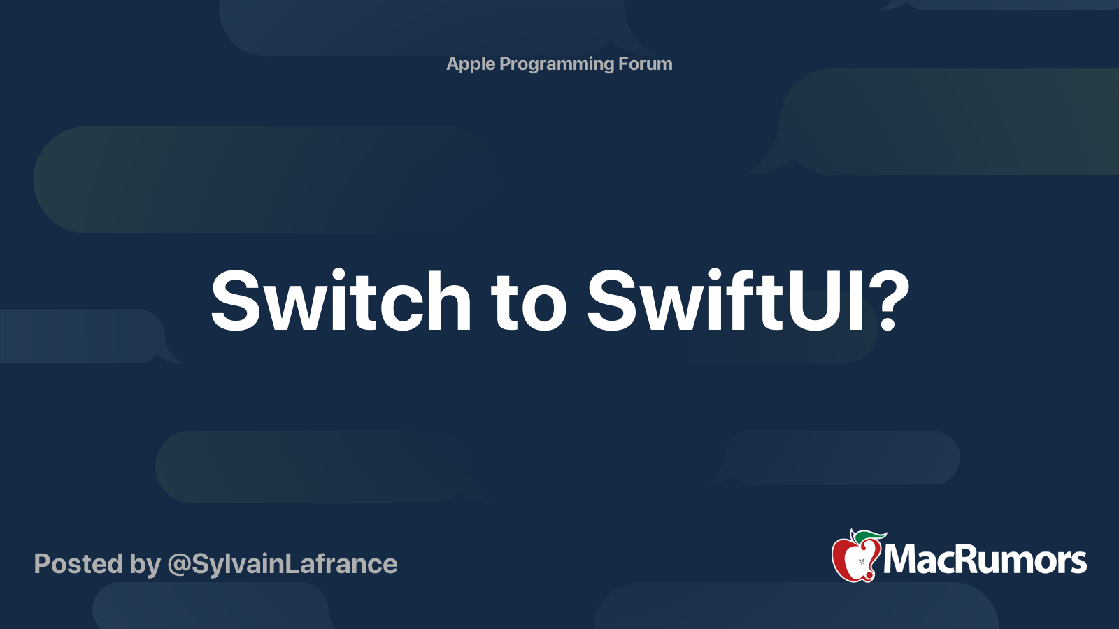 Switch to SwiftUI? | MacRumors Forums