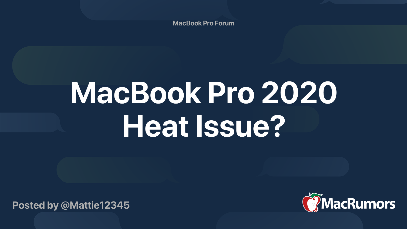 MacBook Pro 2020 Heat Issue? | MacRumors Forums