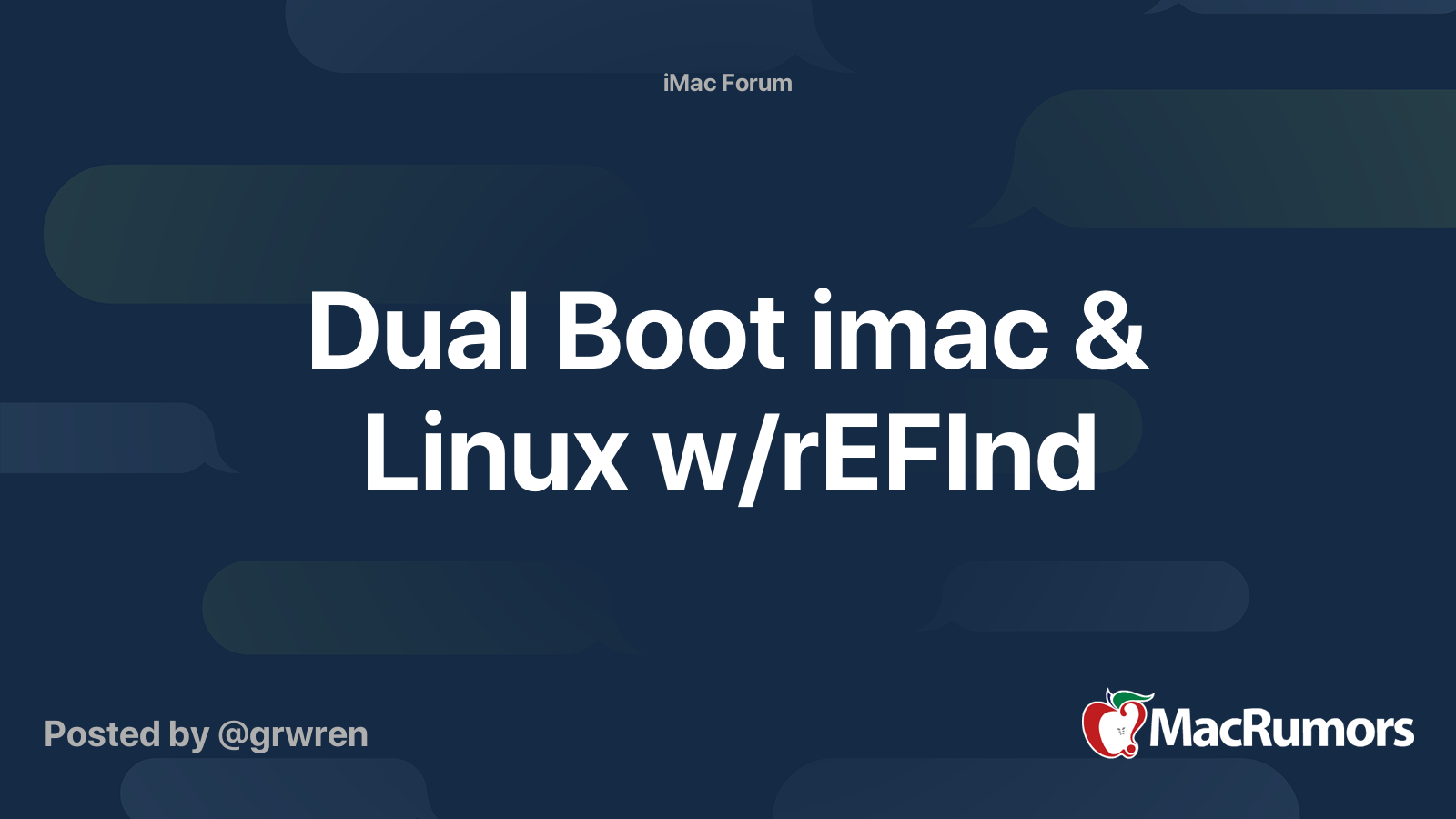Dual Boot imac & Linux w/rEFInd | MacRumors Forums