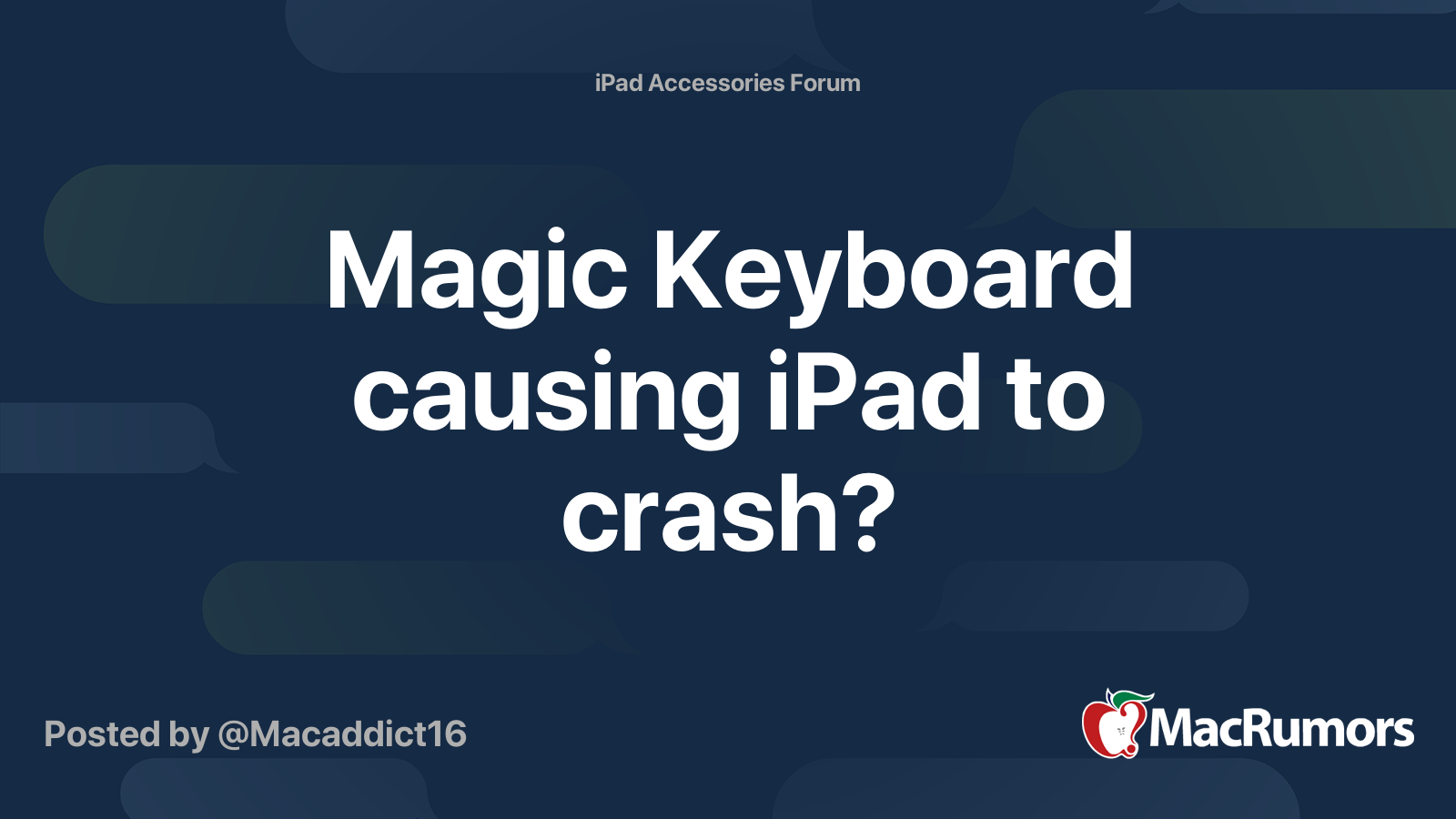 Magic Keyboard causing iPad to crash? | MacRumors Forums
