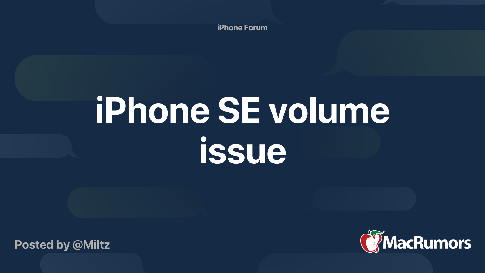 iPhone SE volume issue | MacRumors Forums