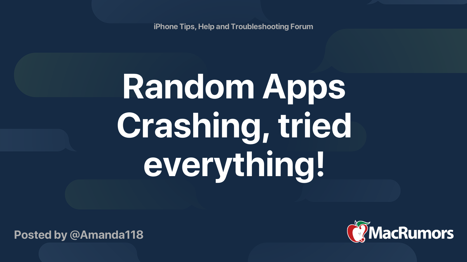 Random Apps Crashing, tried everything! | MacRumors Forums