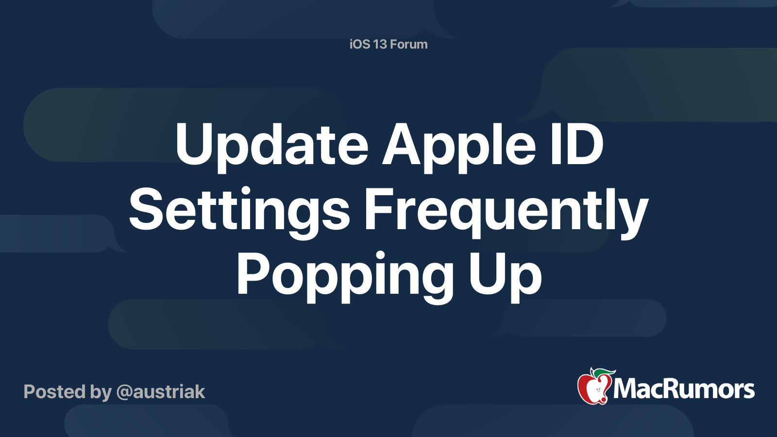 Update Apple ID Settings Frequently Popping Up | MacRumors Forums