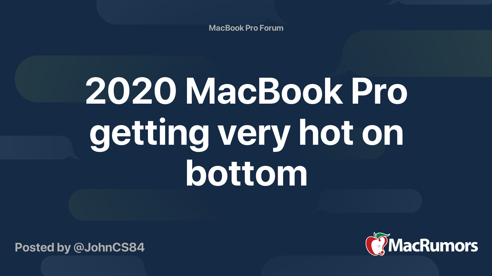 2020 MacBook Pro getting very hot on bottom | MacRumors Forums