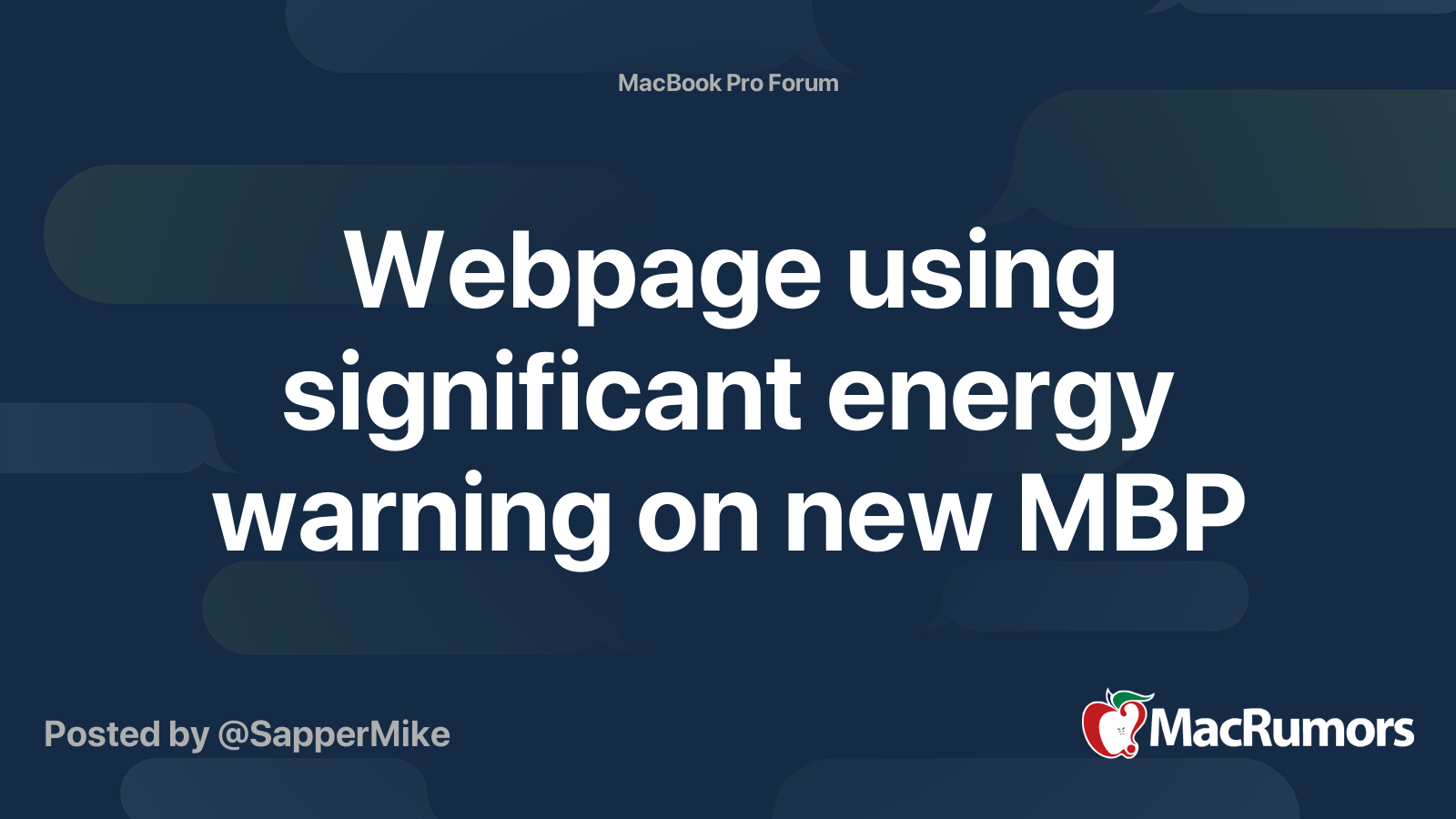 Webpage using significant energy warning on new MBP | MacRumors Forums