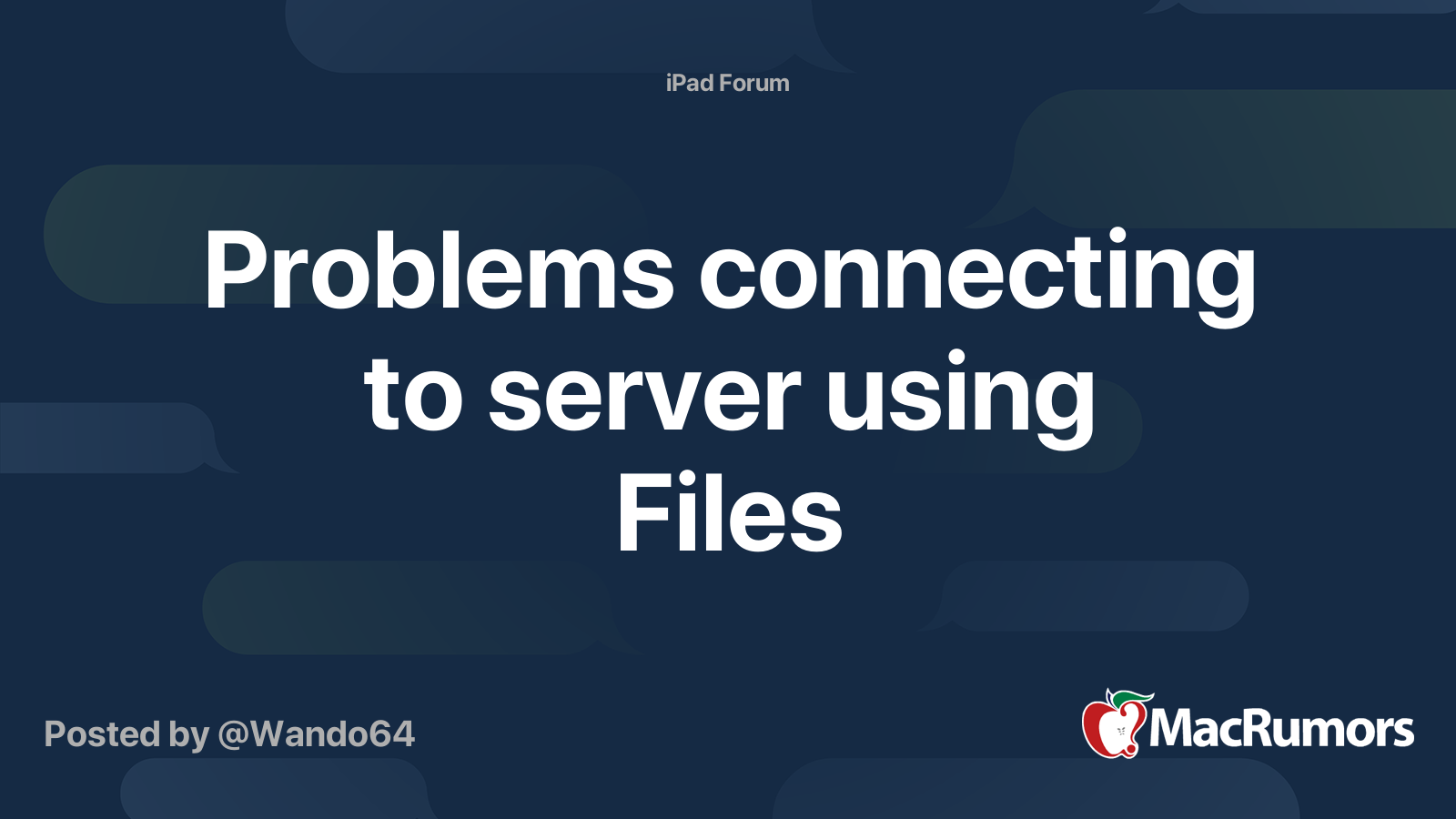 Problems connecting to server using Files | MacRumors Forums
