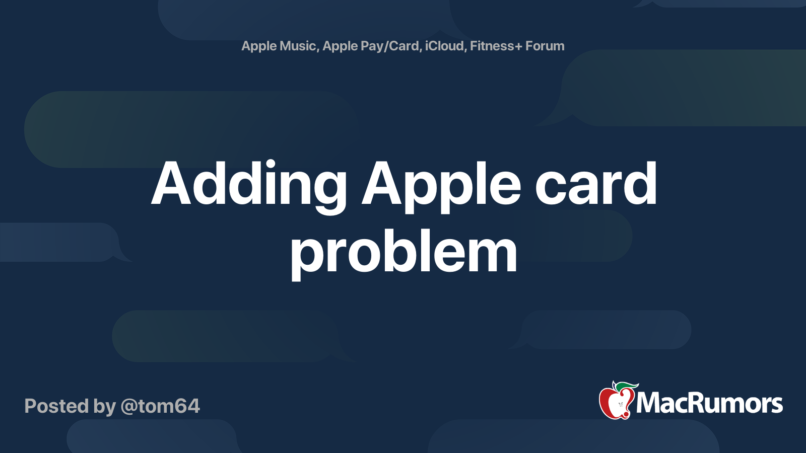 Adding Apple card problem | MacRumors Forums