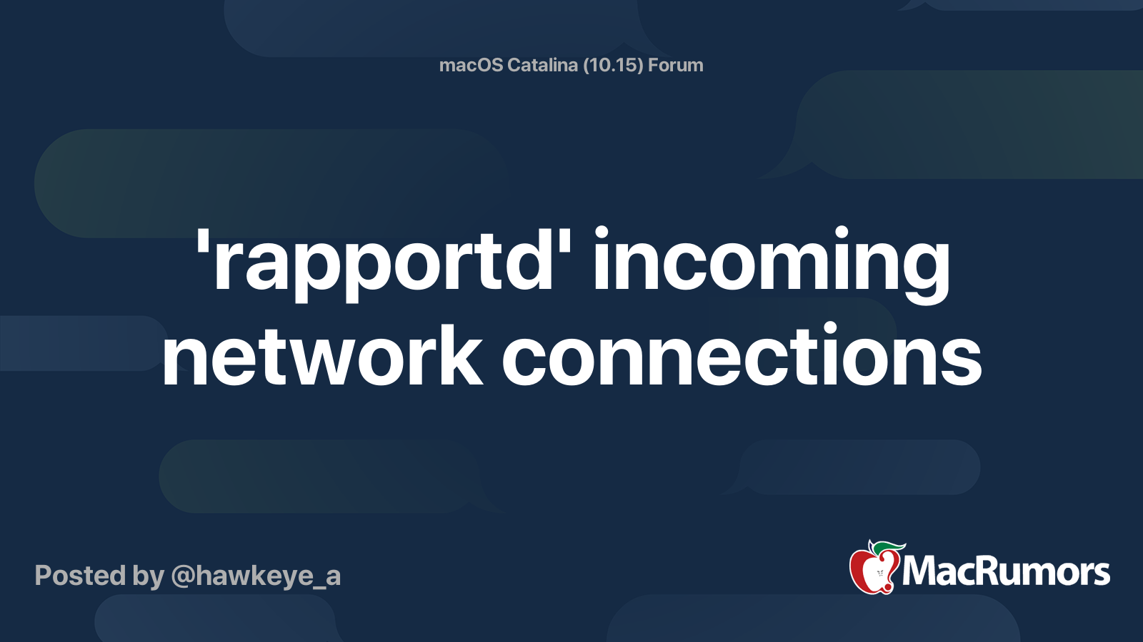 'rapportd' incoming network connections | MacRumors Forums