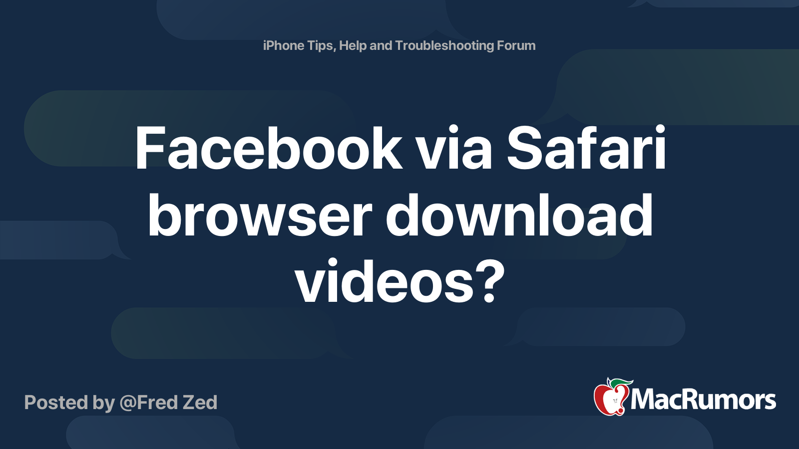 Facebook via Safari browser download videos? | MacRumors Forums