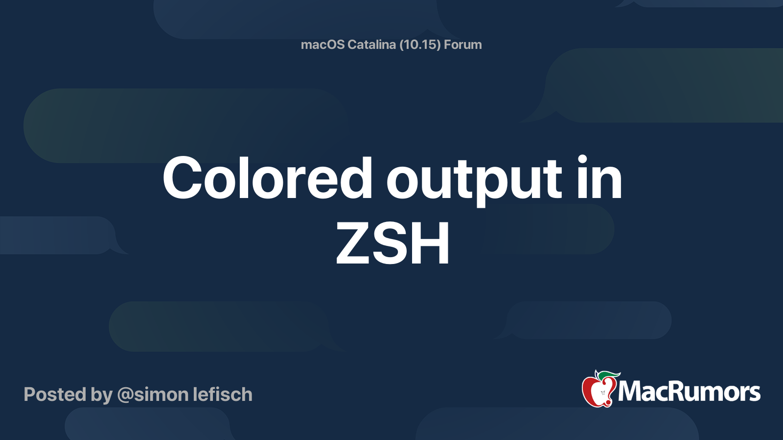 Colored output in ZSH | MacRumors Forums