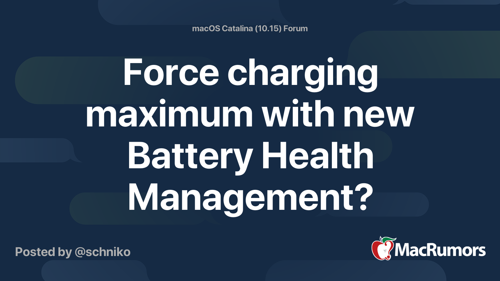 Force charging maximum with new Battery Health Management? | MacRumors ...