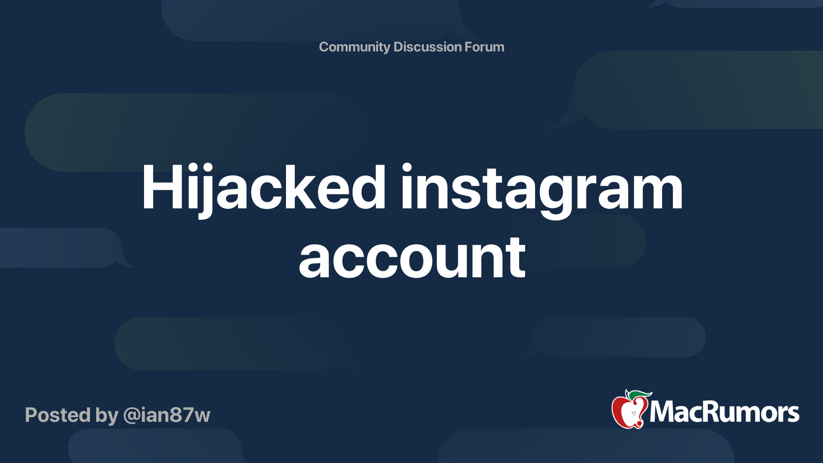 Hijacked Instagram Account Macrumors Forums