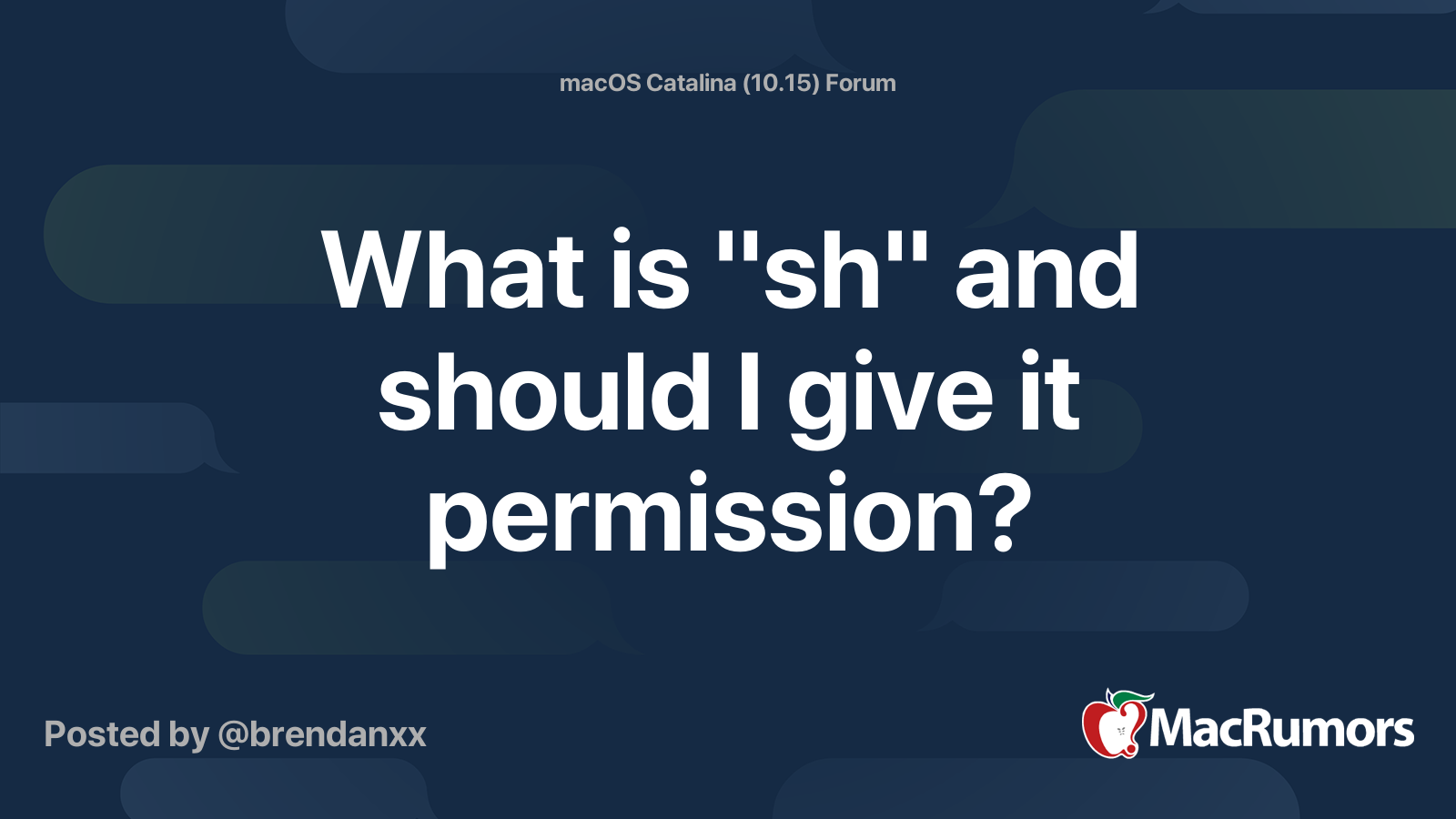 What is "sh" and should I give it permission? | MacRumors Forums