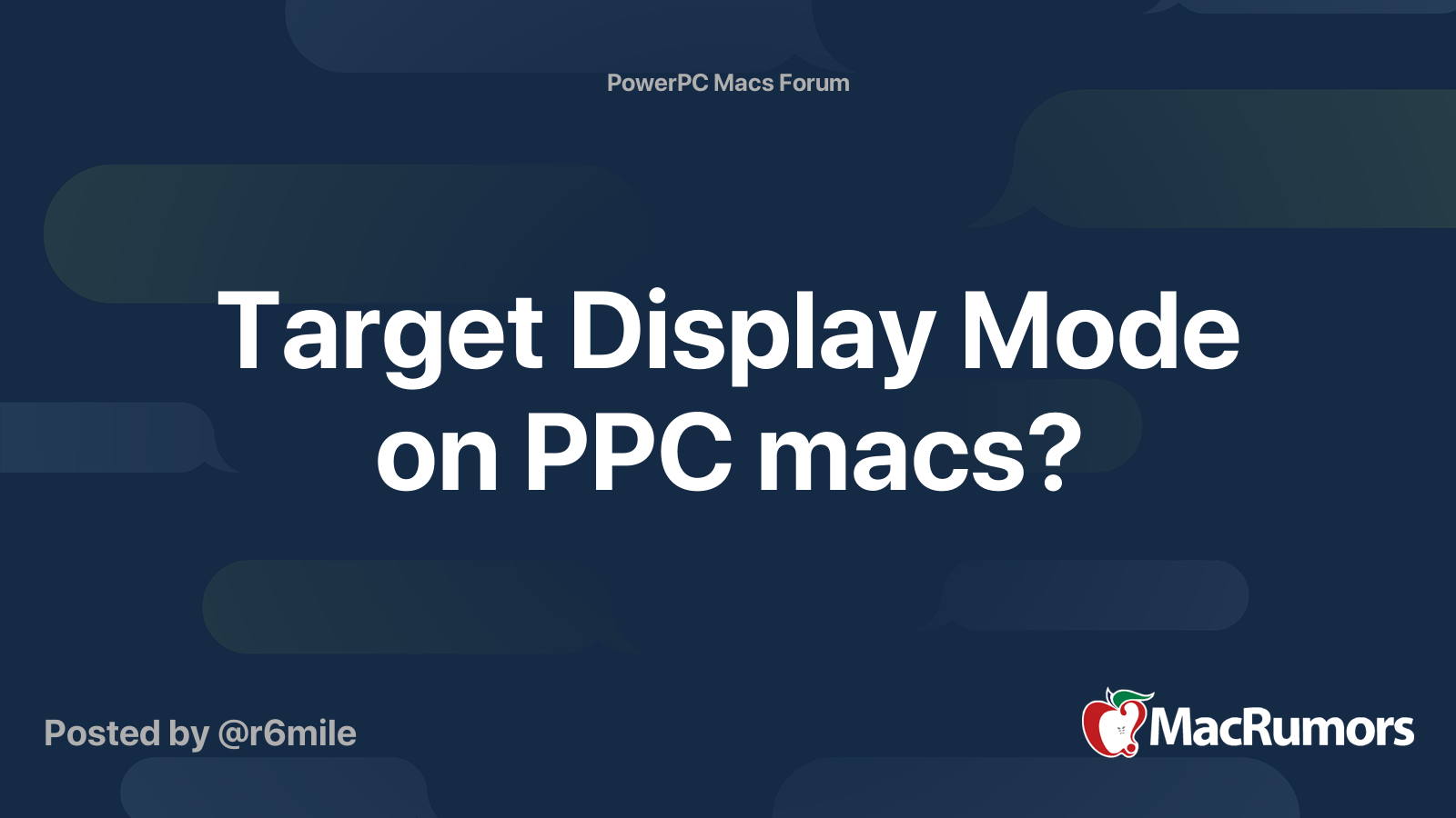 Target Display Mode on PPC macs? | MacRumors Forums