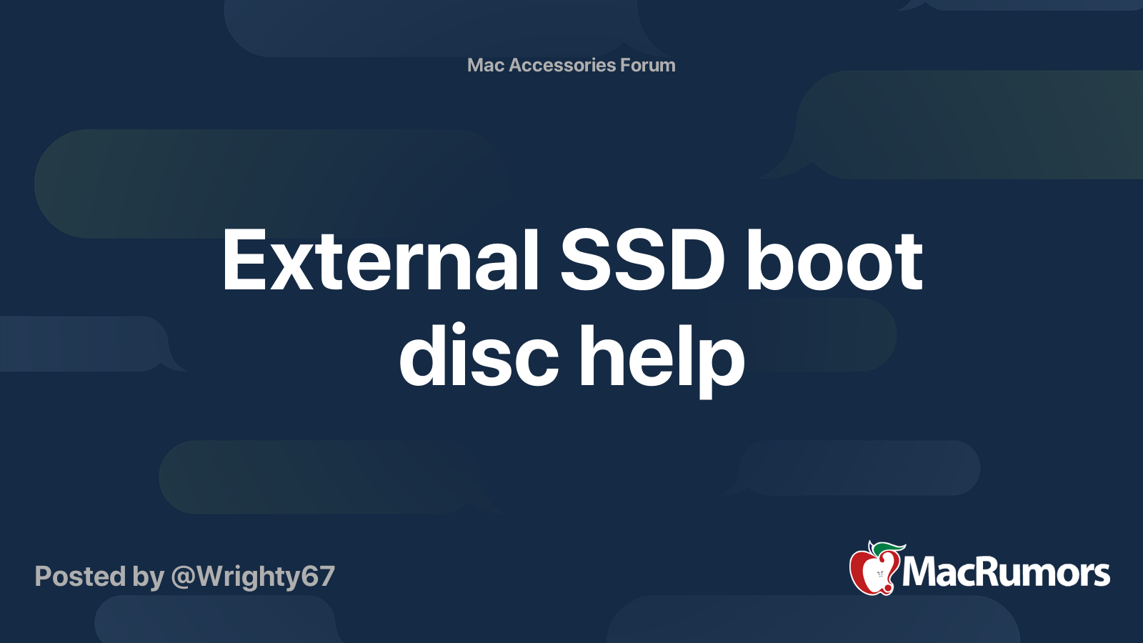 External SSD boot disc help | MacRumors Forums