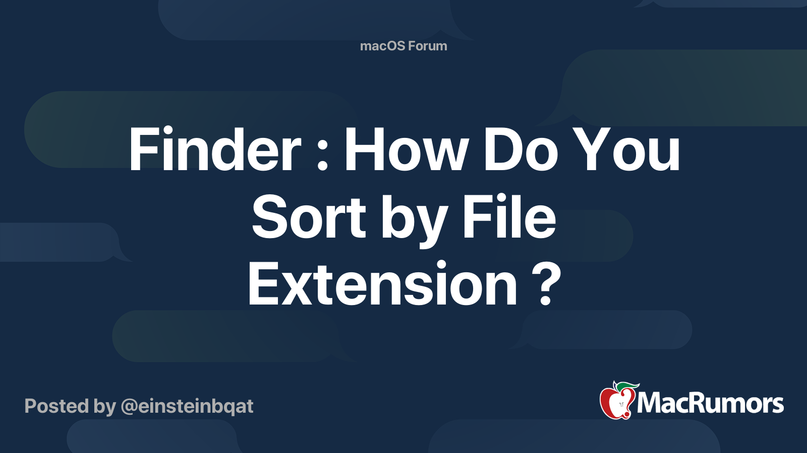 Finder : How Do You Sort by File Extension ? | MacRumors Forums
