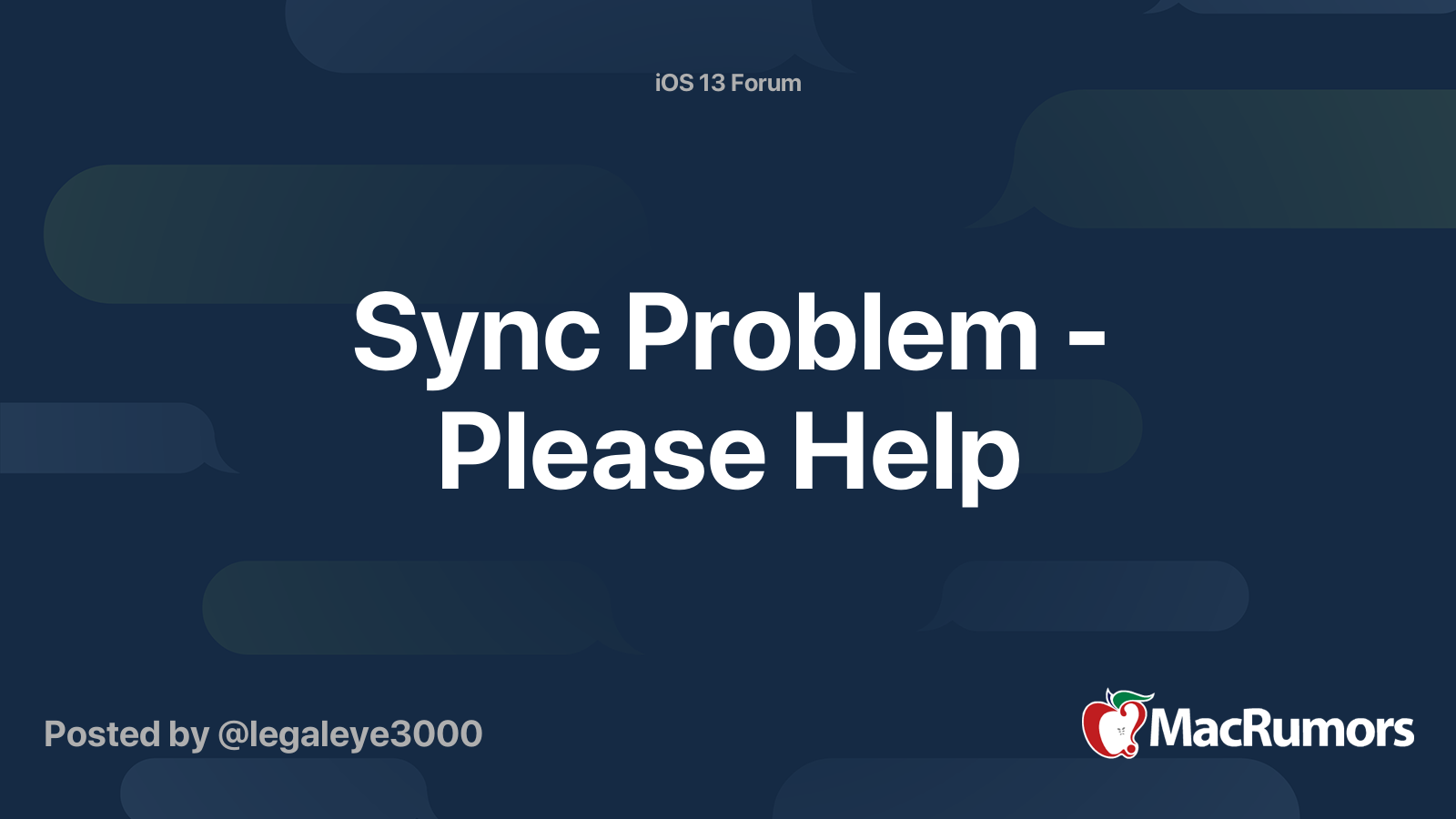 Sync Problem - Please Help | MacRumors Forums
